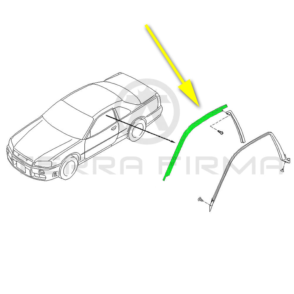 Nissan Skyline R34 GTR GTT/GT Weatherstrip Retainer Right, 2-Door Mode ...